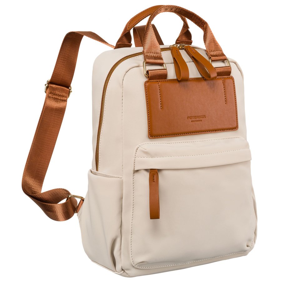 Miejski plecak damski z nylonu w kolorze beżowo-brązowym - Peterson ...