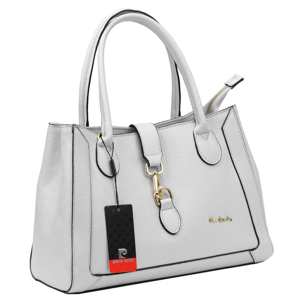 Torebka Skórzana Pierre Cardin Kuferek Jasny Popiel Damska Elegancja ...